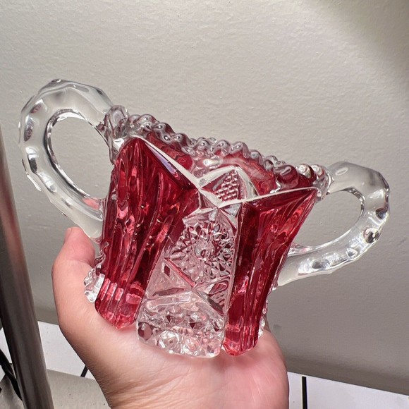 Dining | Vintage Ruby Imperial Glass Ohio Nucut Open Sugar And Creamer ...